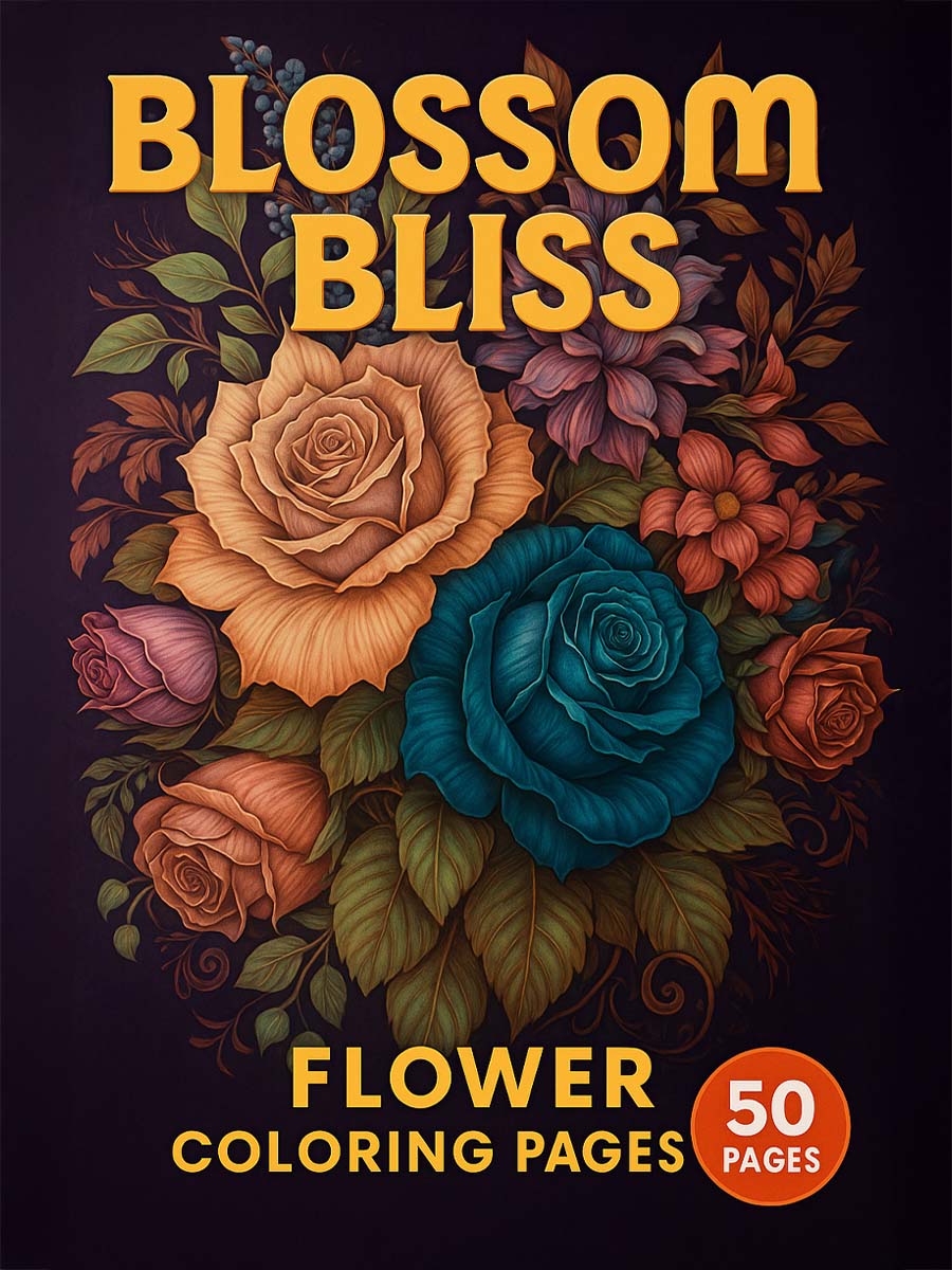 Blossom Bliss – 50 Flower Coloring Pages Vol. 2 | The Best Coloring Books